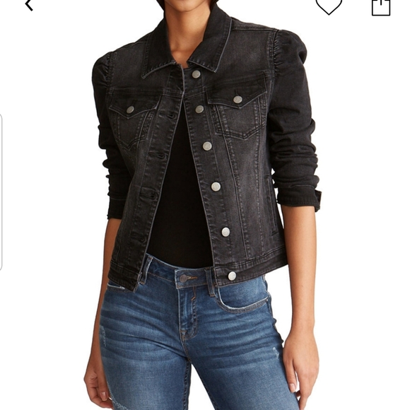 Vigoss | Jackets & Coats | Vigoss Puffsleeve Denim Trucker Jacket ...